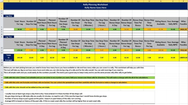 Rally Planning Worksheet - Update | Yamaha FJR Motorcycle Forum